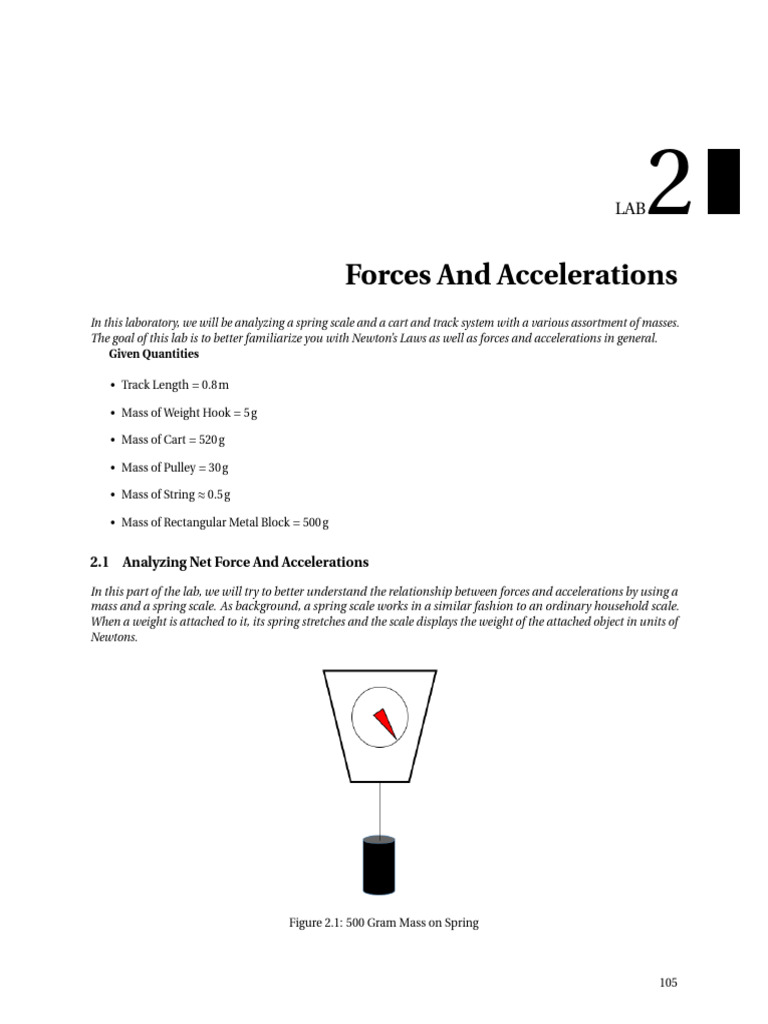 8A Lab 2 - Forces and Acceleration - 230919 - 182023 | PDF | Force | Mass
