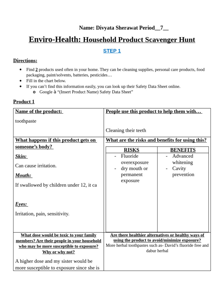 Household Product Safety Scavenger Hunt | PDF | Toxicity | Medical ...