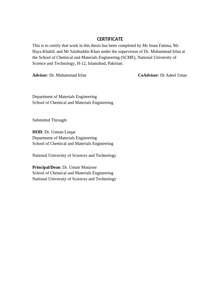 Certificate of Thesis Completion | PDF