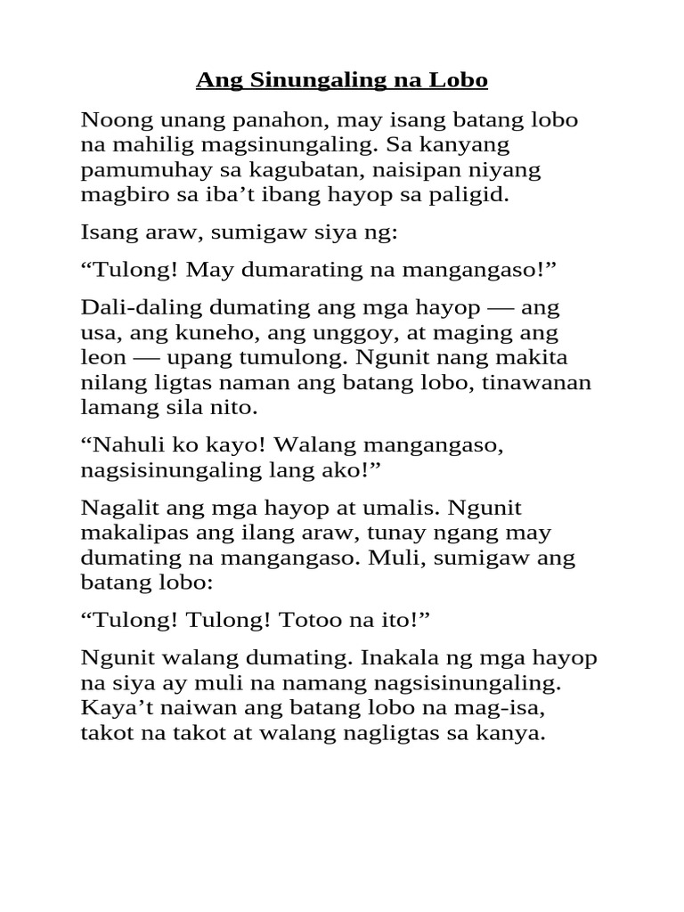 Ang Sinungaling Na Lobo | PDF
