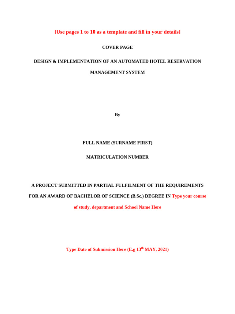 Design and Implementation of An Automated Hotel Researvation Management ...
