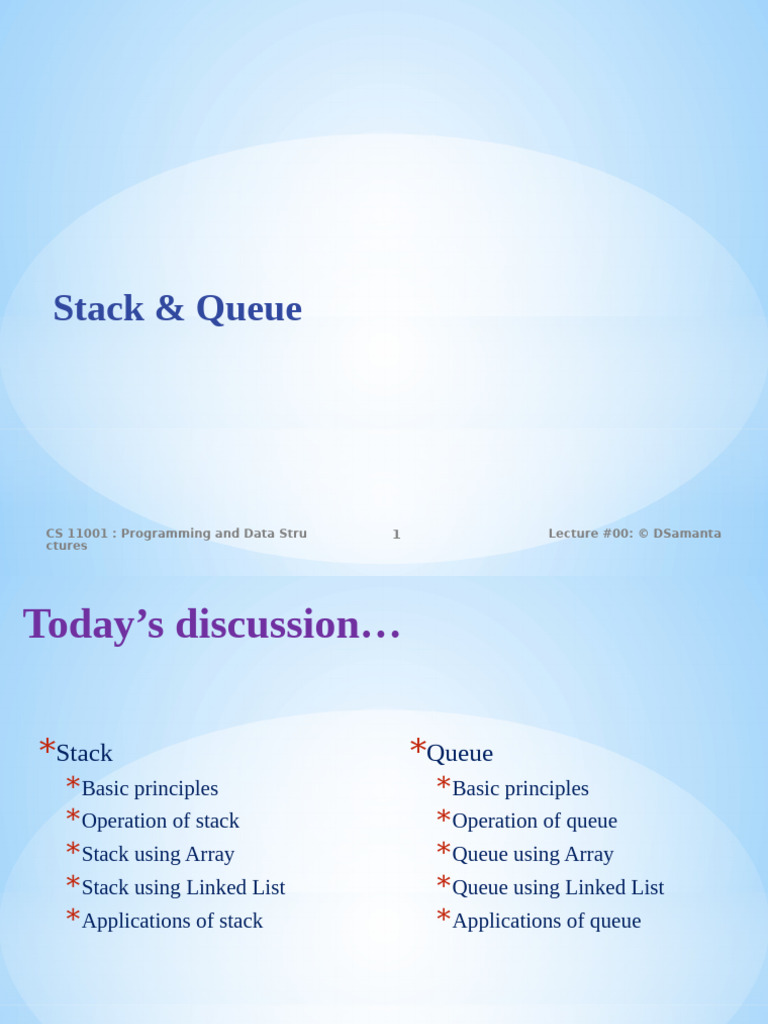 1 - Lecture - Stacks and Queues | PDF | Queue (Abstract Data Type ...