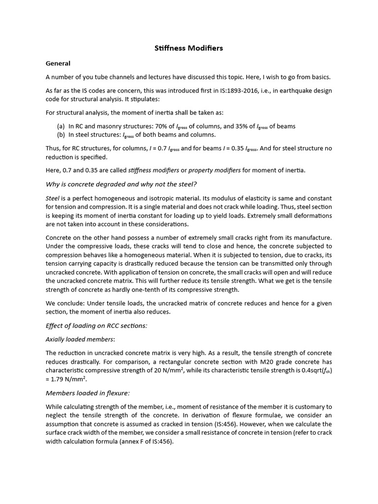 Understanding Stiffness Modifiers in Structures | PDF | Beam (Structure ...