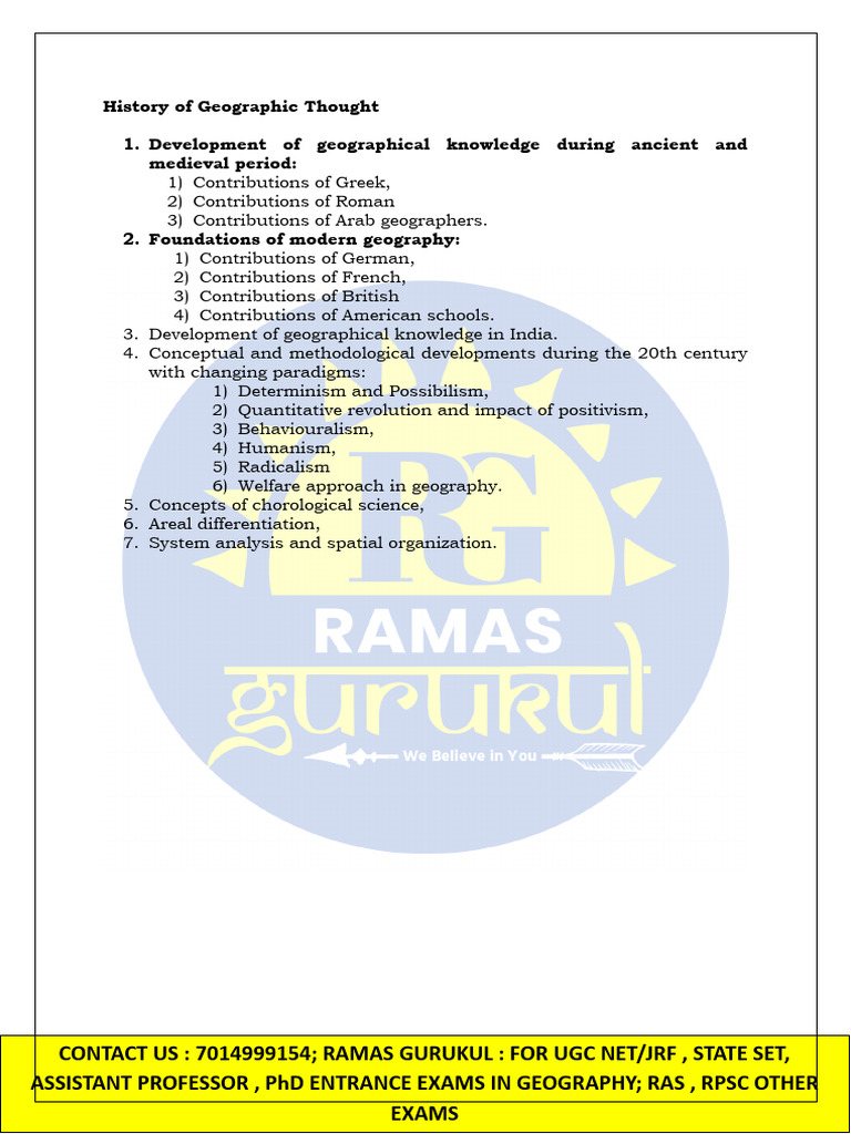 Geographical Thought Sample Notes | PDF | Geography