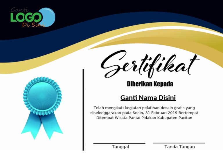 Template Sertifikat Pelatihan | PDF