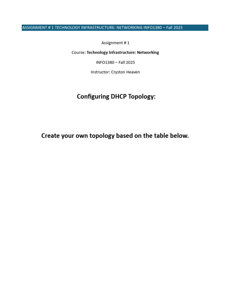 INFO1380 - Assignment # 1 | PDF | Ip Address | Router (Computing)
