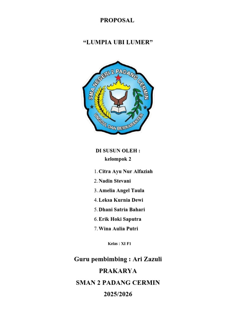 Proposal Lumpia Ubi Lumer Kreatif | PDF