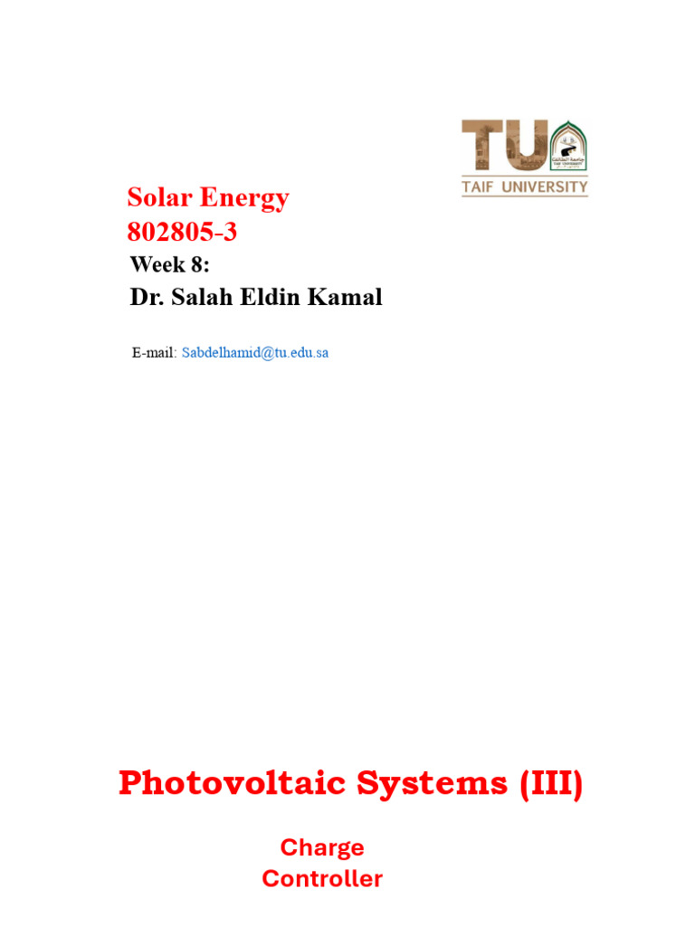 Photovoltaic Systems (III) Charge Controller | PDF | Photovoltaic System | Solar Panel