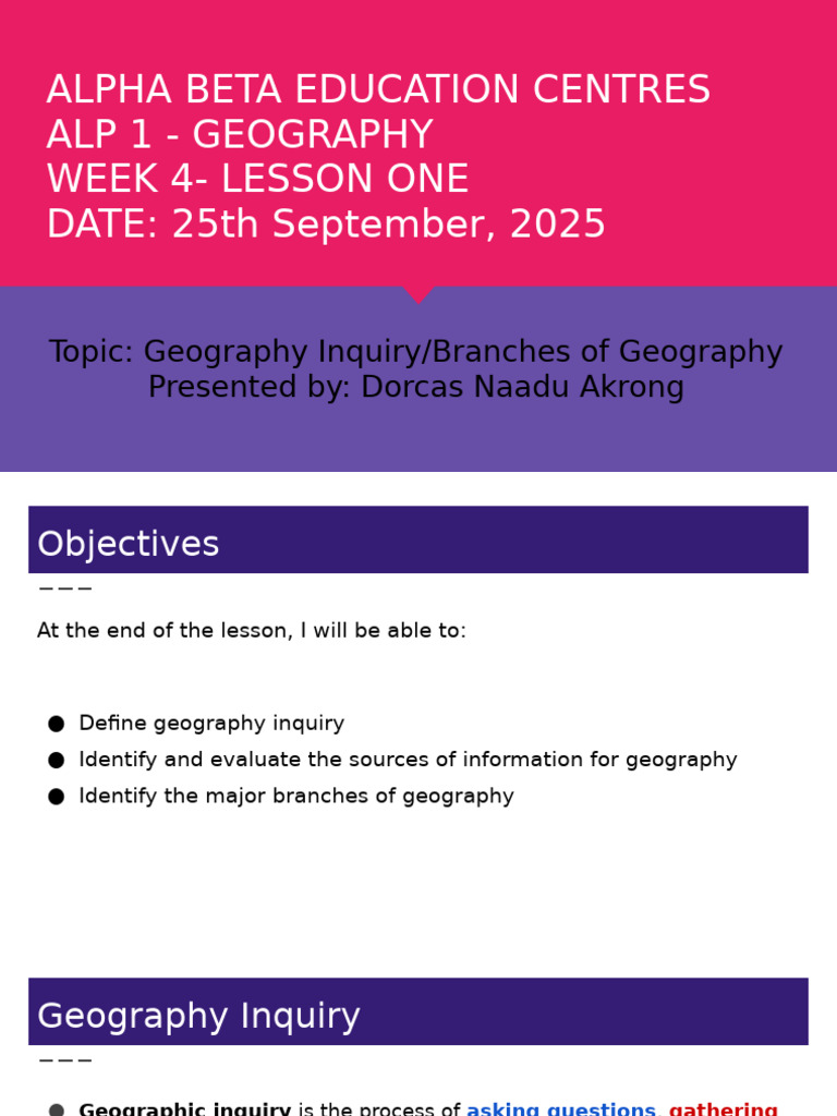 Geography Inquiry and Branches Overview | PDF | Map | Geography