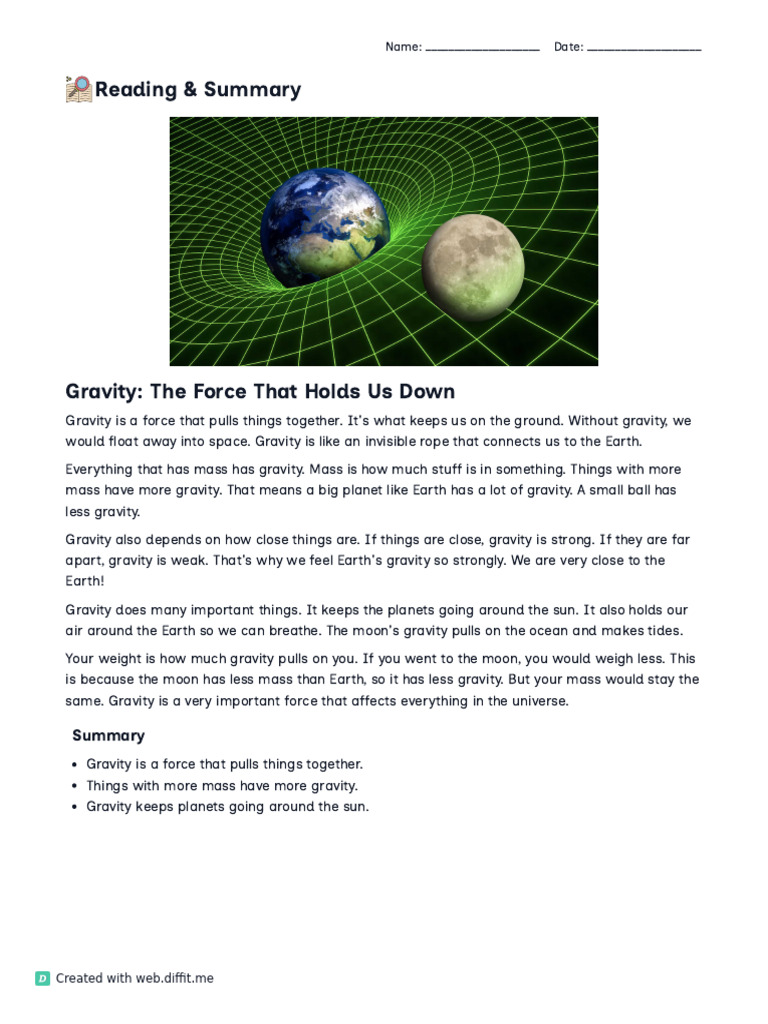 Gravity The Force That Holds Us Down | PDF | Moon | Gravity