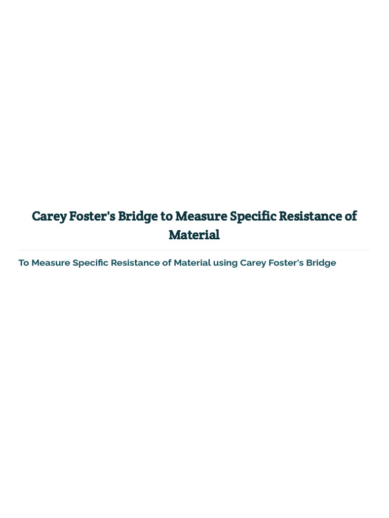 Carey Foster's Bridge: Measuring Resistance | PDF | Electricity ...