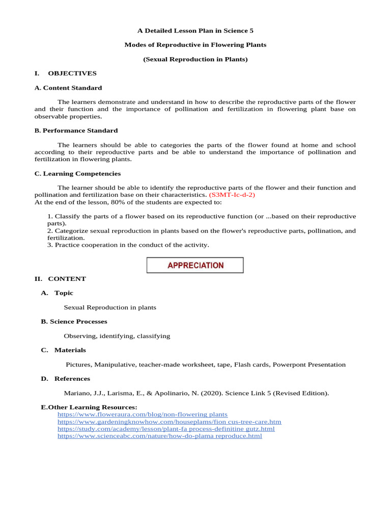 Science DLP Final Vivian | PDF | Fertilisation | Flowers
