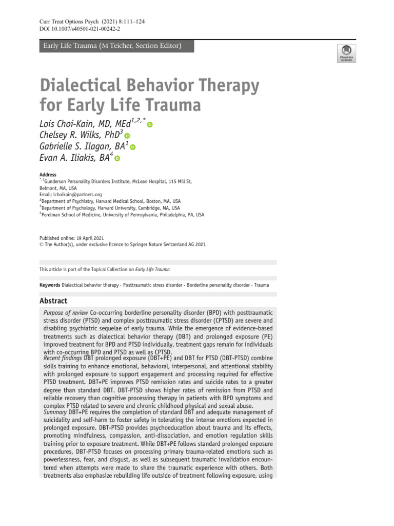 DBT for Co-Occurring PTSD and BPD | PDF | Dialectical Behavior Therapy ...