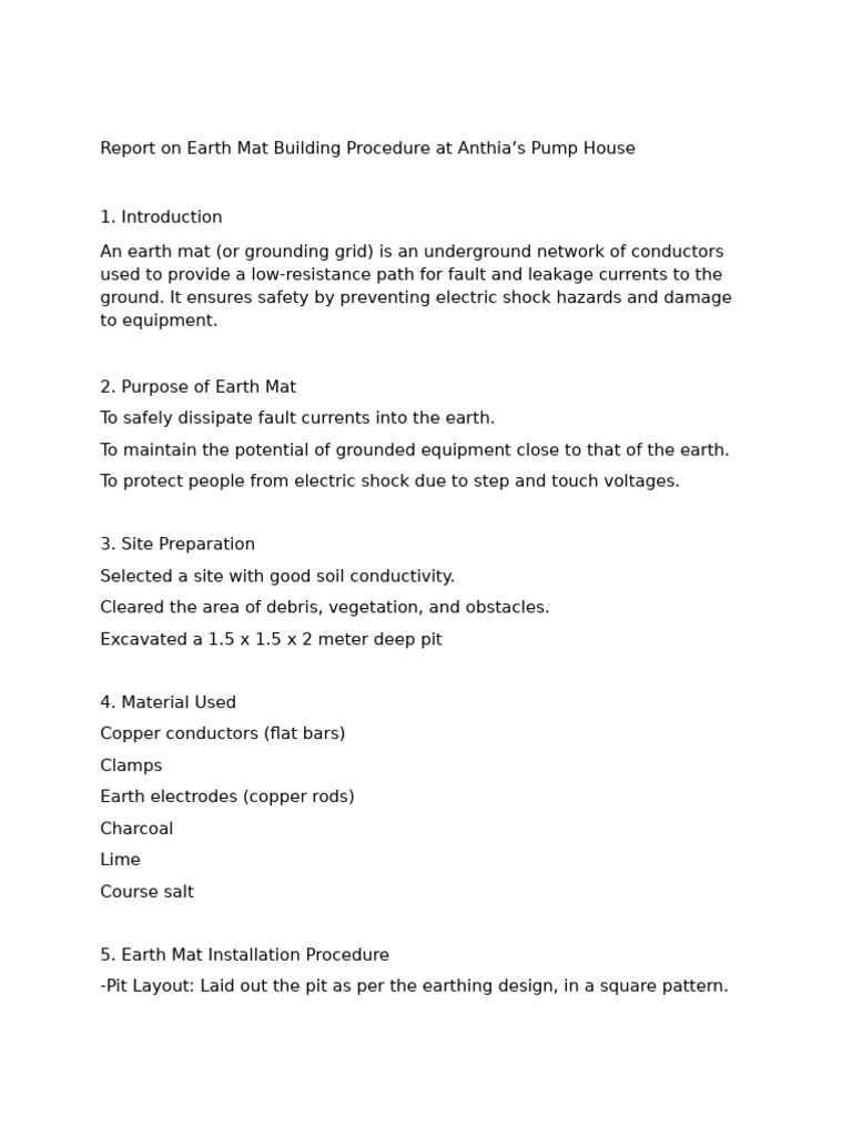 Anthia Earthing Report | PDF