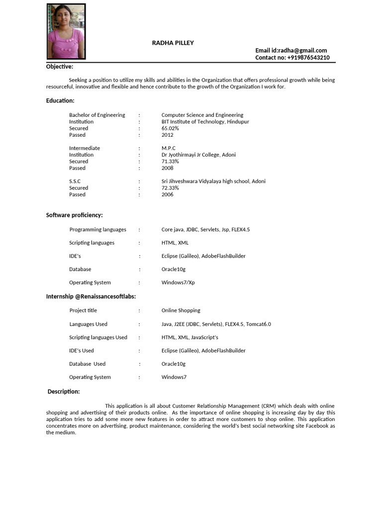 Professional Resume Format | PDF | Java (Programming Language) | Concurrent Computing