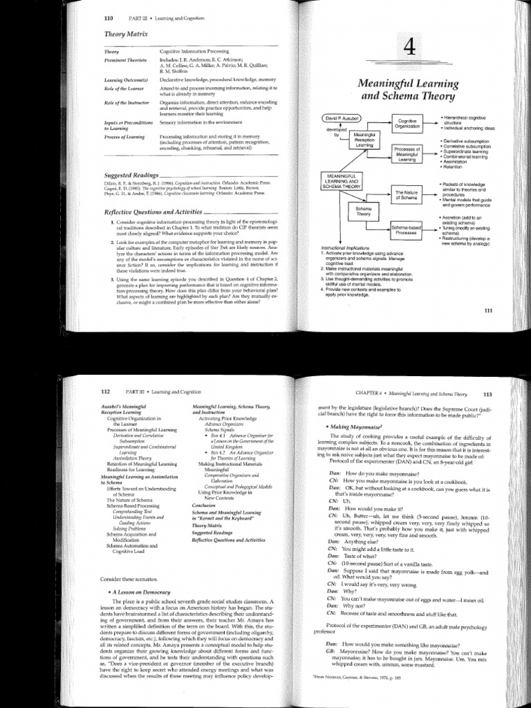 Chapter 4- Meaningful Learning and Schema Theory (1) | PDF