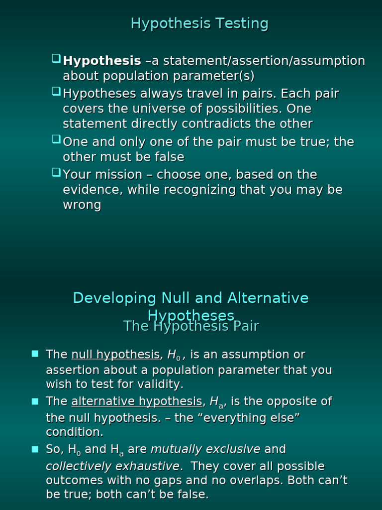 Hypothesis TestingMHS | PDF | Type I And Type Ii Errors | P Value