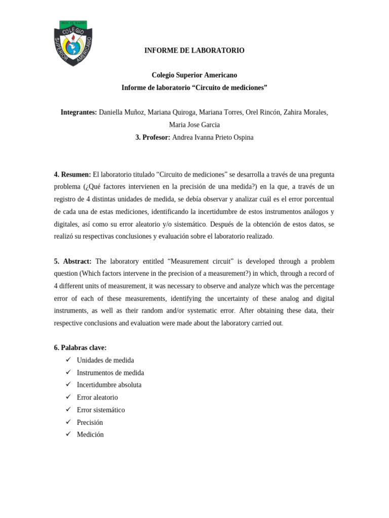 Informe de Laboratorio 10C | PDF | Bibliografía | Laboratorios