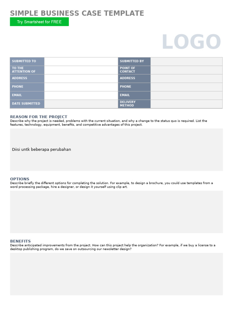 Simple Business Case Template | PDF | Risk
