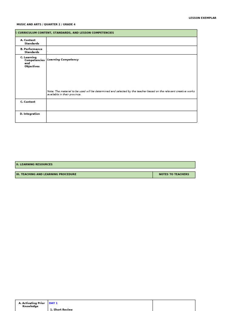 Final Lesson Exemplar Template | PDF
