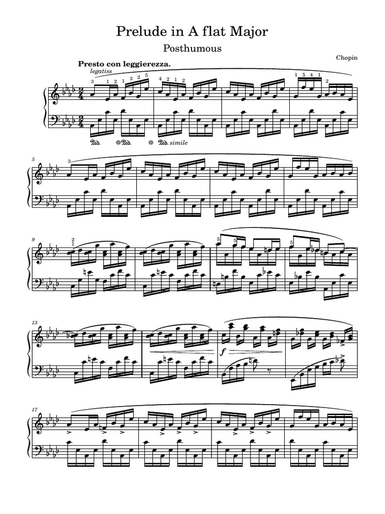 Prelude in A Flat Major Posthumous - Chopin | PDF | Musical ...