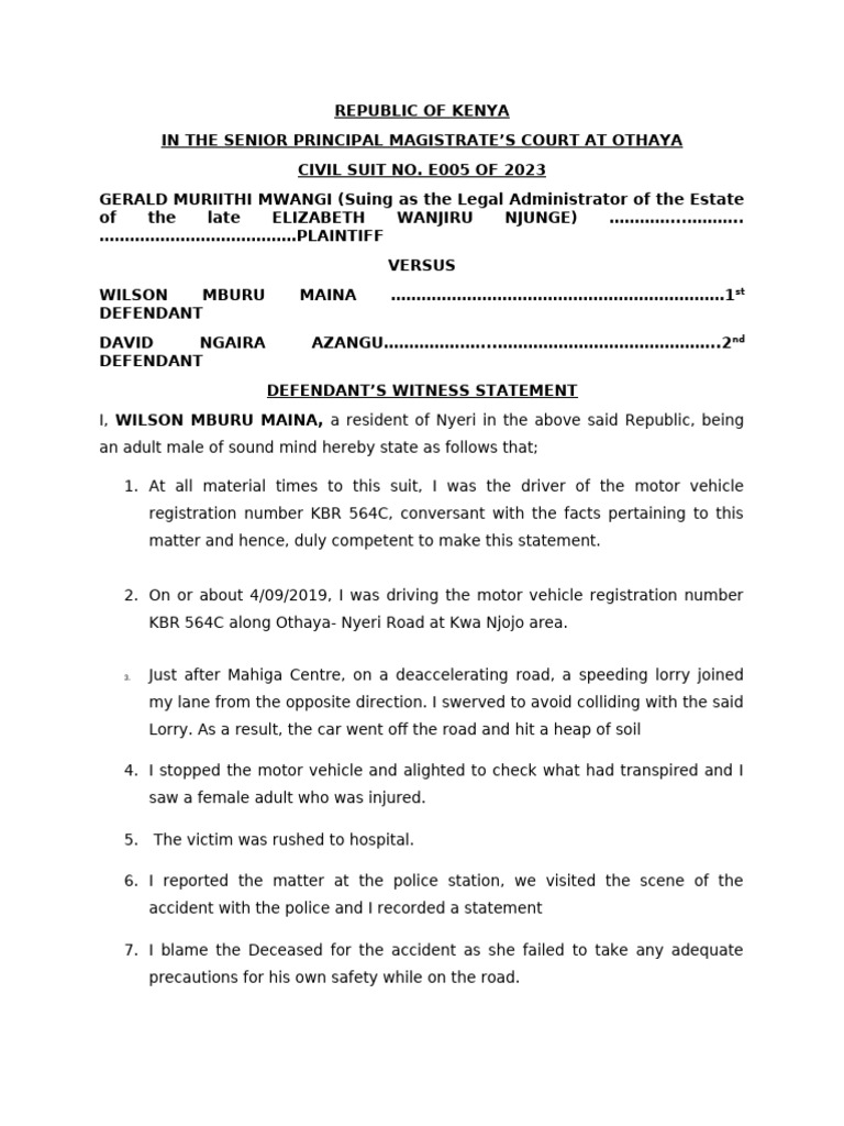 Wilson Mburu Maina's Witness Statement | PDF | Chess Theory