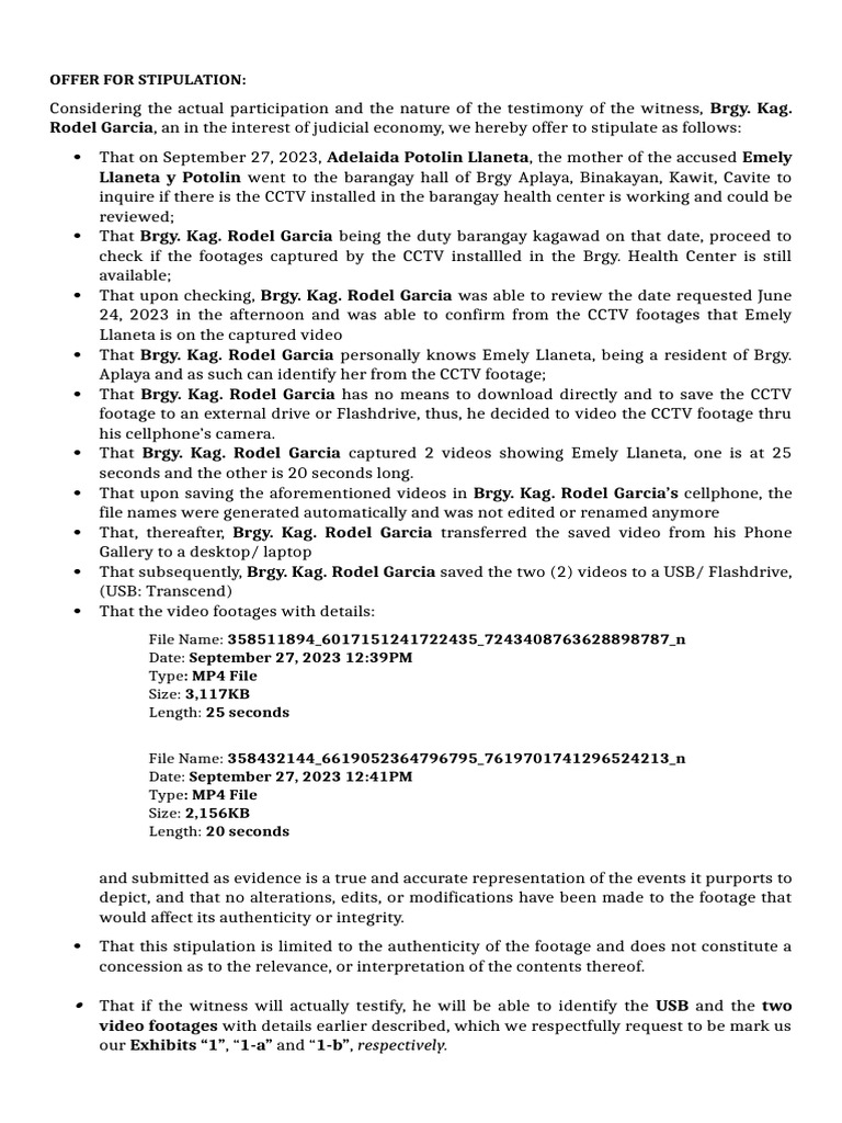 Offer For Stipulation | PDF