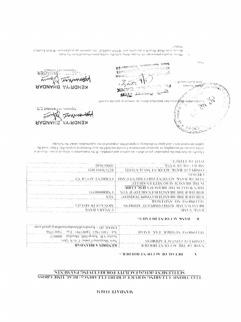 Mandate Form | PDF