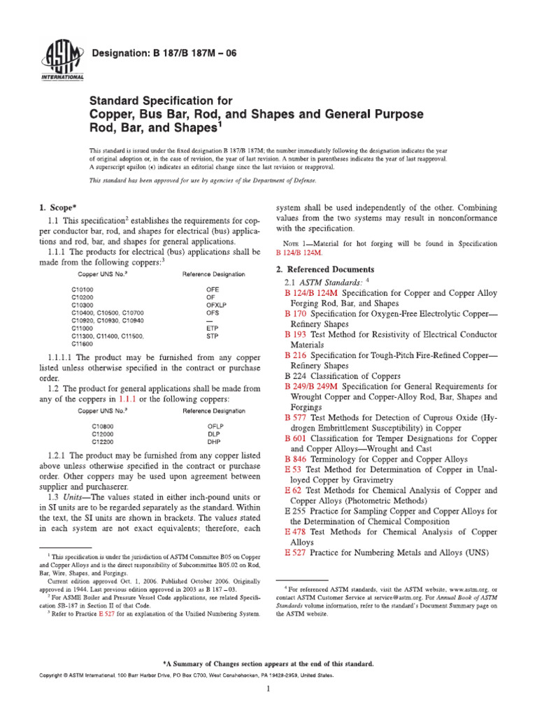 Astm B 187 & B 187 M - 06 | PDF