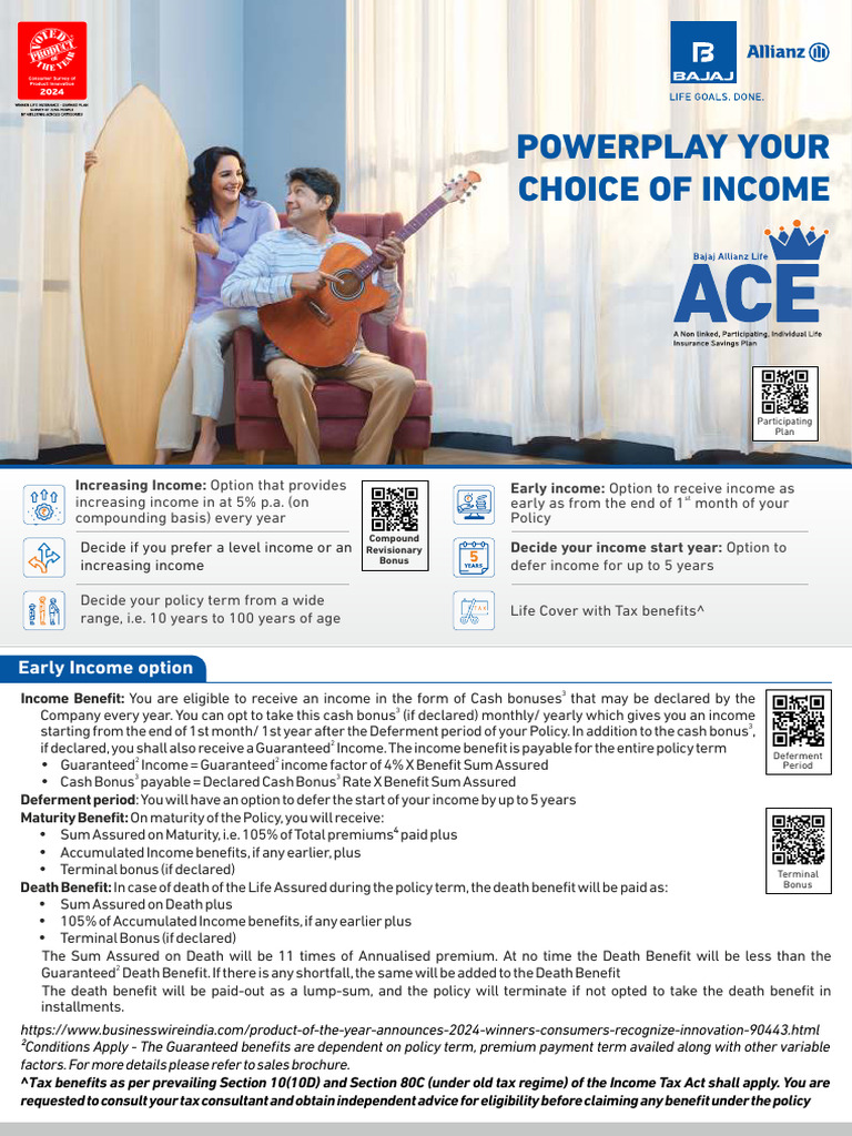Bajaj Allianz Ace Plan Overview | PDF | Insurance | Financial Risk