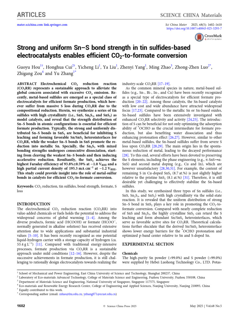 Strong and Uniform SN-S Bond Strength in Tin Sulfides-Based | PDF | Tin ...