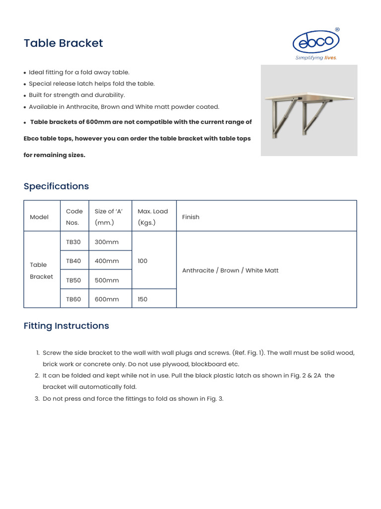 Durable Foldable Table Brackets | PDF