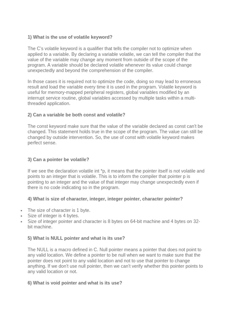 Embedded Interview Questions & Answers | PDF | Pointer (Computer Programming) | Computer Programming