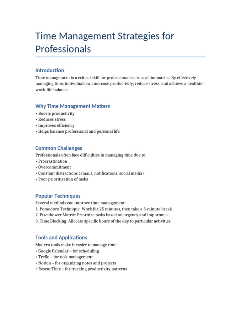 Time Management Strategies | PDF