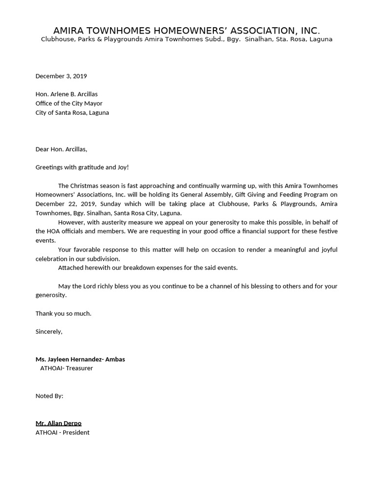 Solicitation Letter For Christmas Party Jayleen | PDF