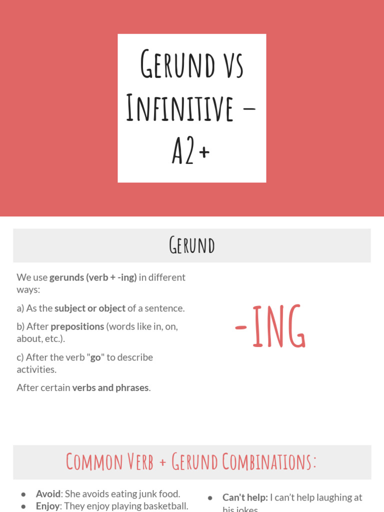 Gerund Vs Infinitive - A2+ | PDF | Verb | Morphology