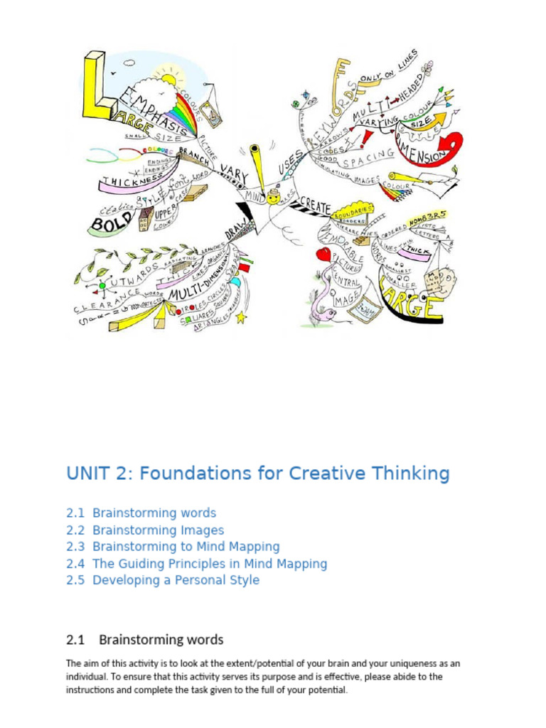 Creative Thinking Foundations: Mind Mapping | PDF | Mind | Thought