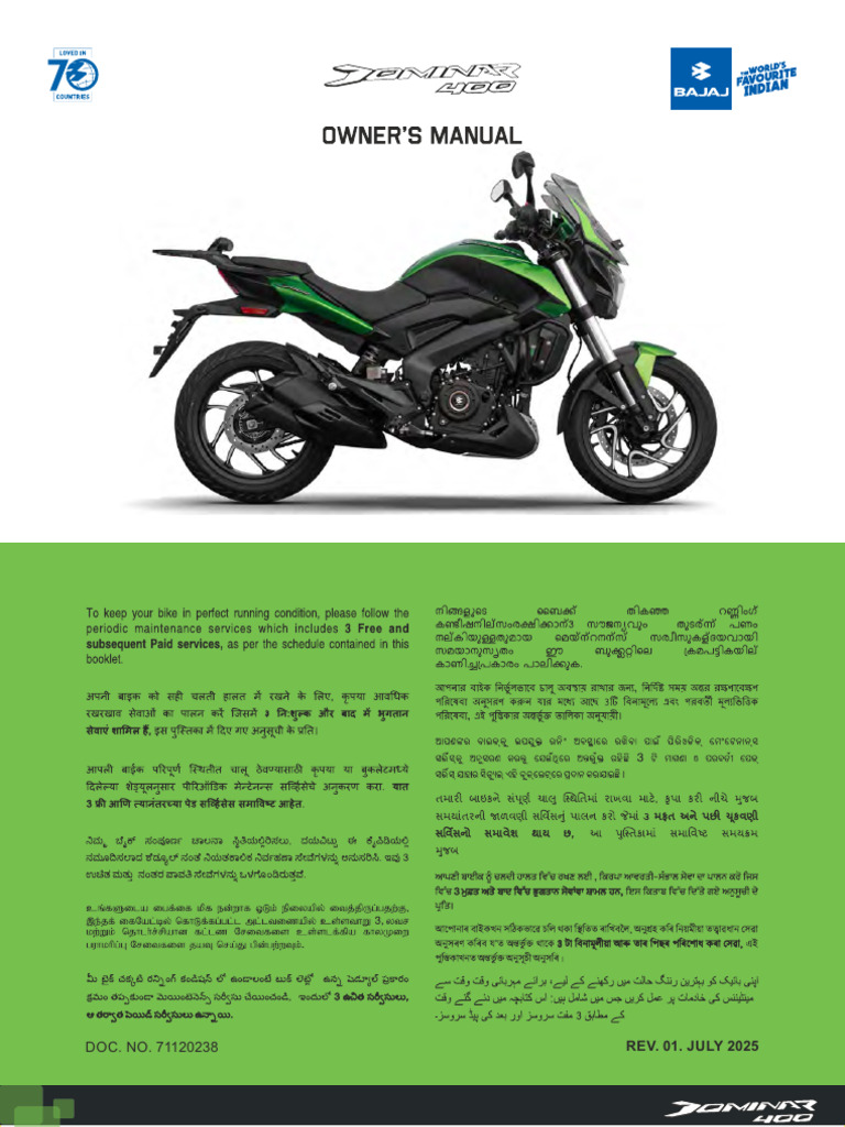 Dominar 400 BS VI Owner's Manual | PDF | Anti Lock Braking System ...
