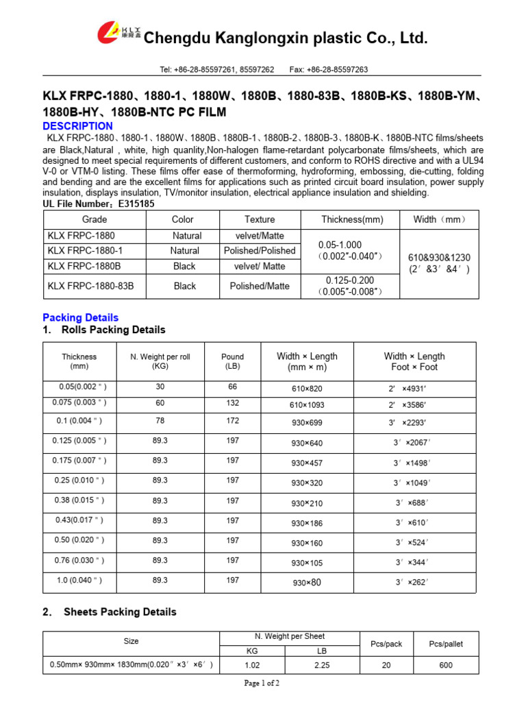 High-Quality Non-Halogen PC Films | PDF | Materials | Mechanical ...