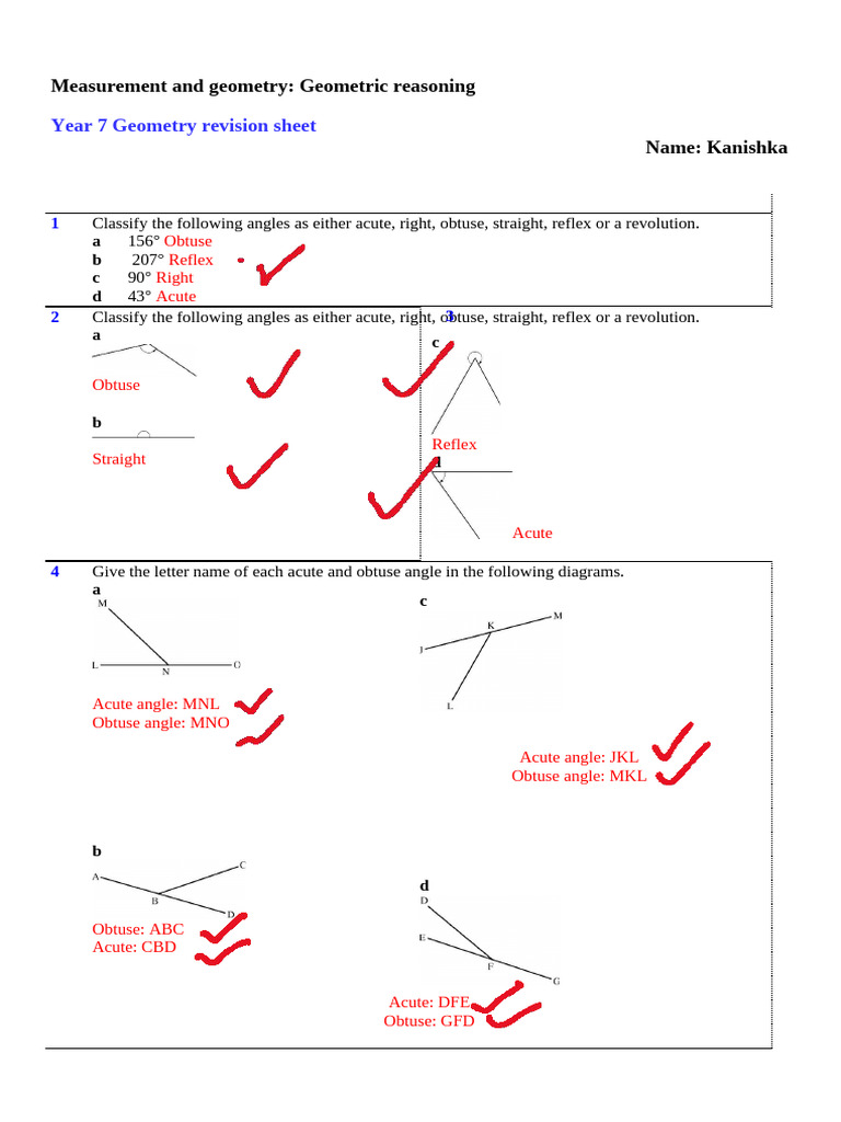 7 Geometry Revision Sheet 2021 | PDF | Triangle | Rectangle