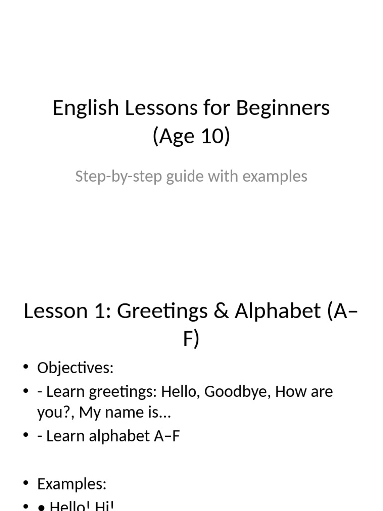 English Lessons For Beginners | PDF