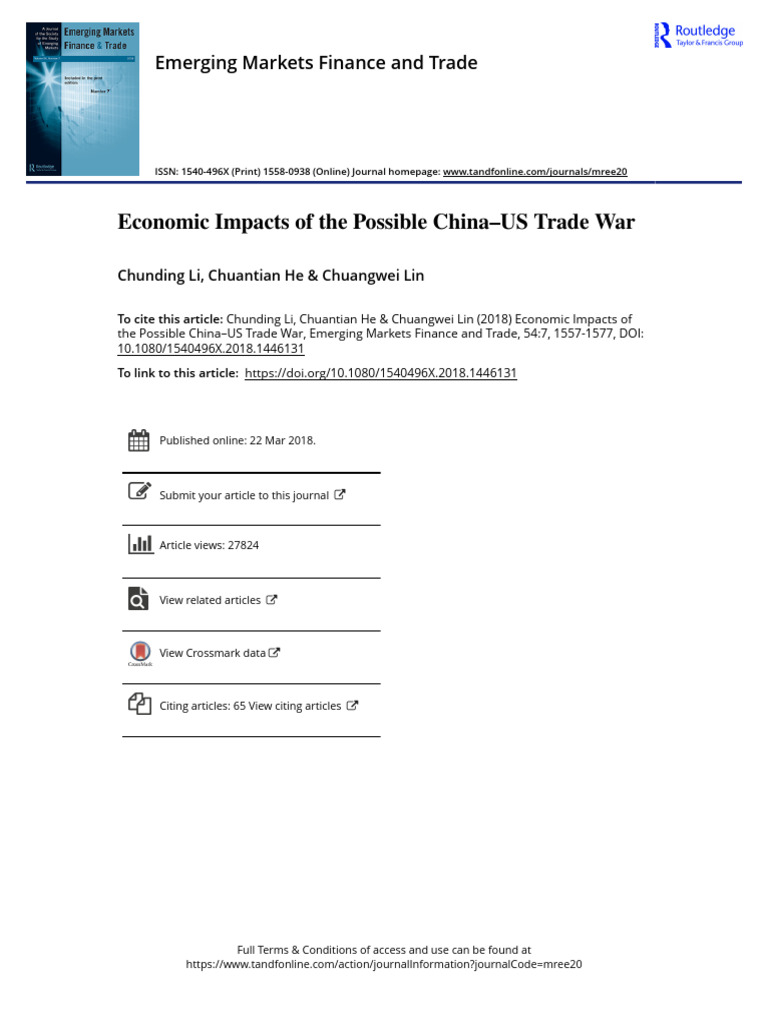 Li, C., He, C., & Lin, C. (2018). Economic Impacts of the Possible ...