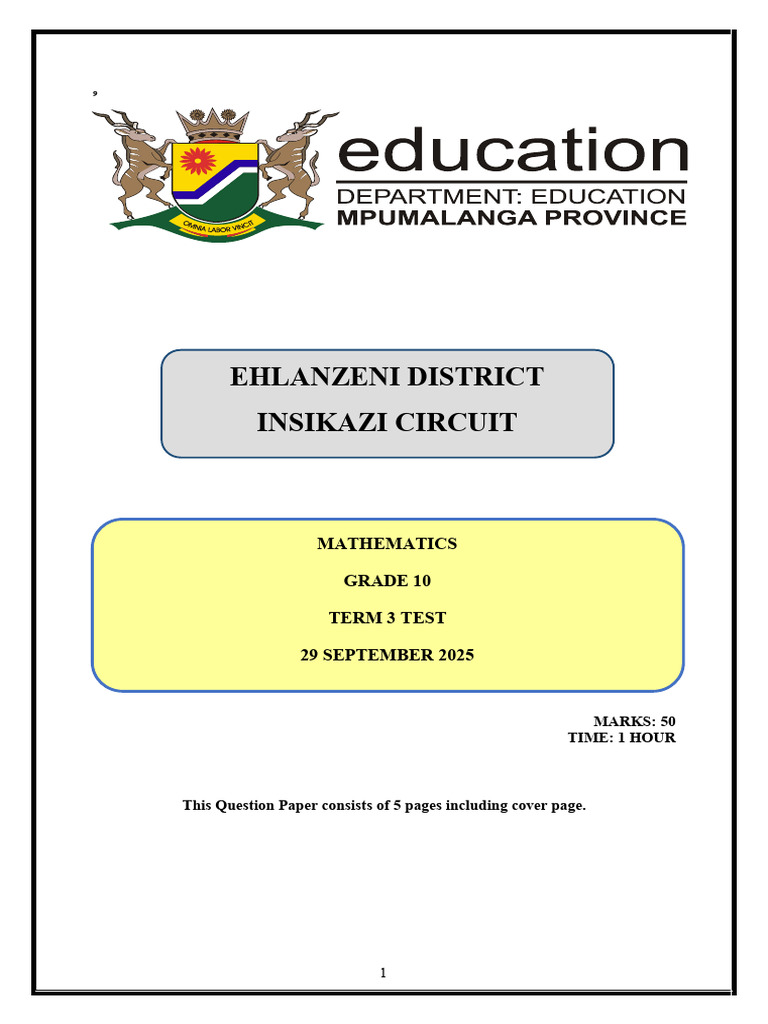 Grade 10 Term 3 Test 2 2025 | PDF | Interest