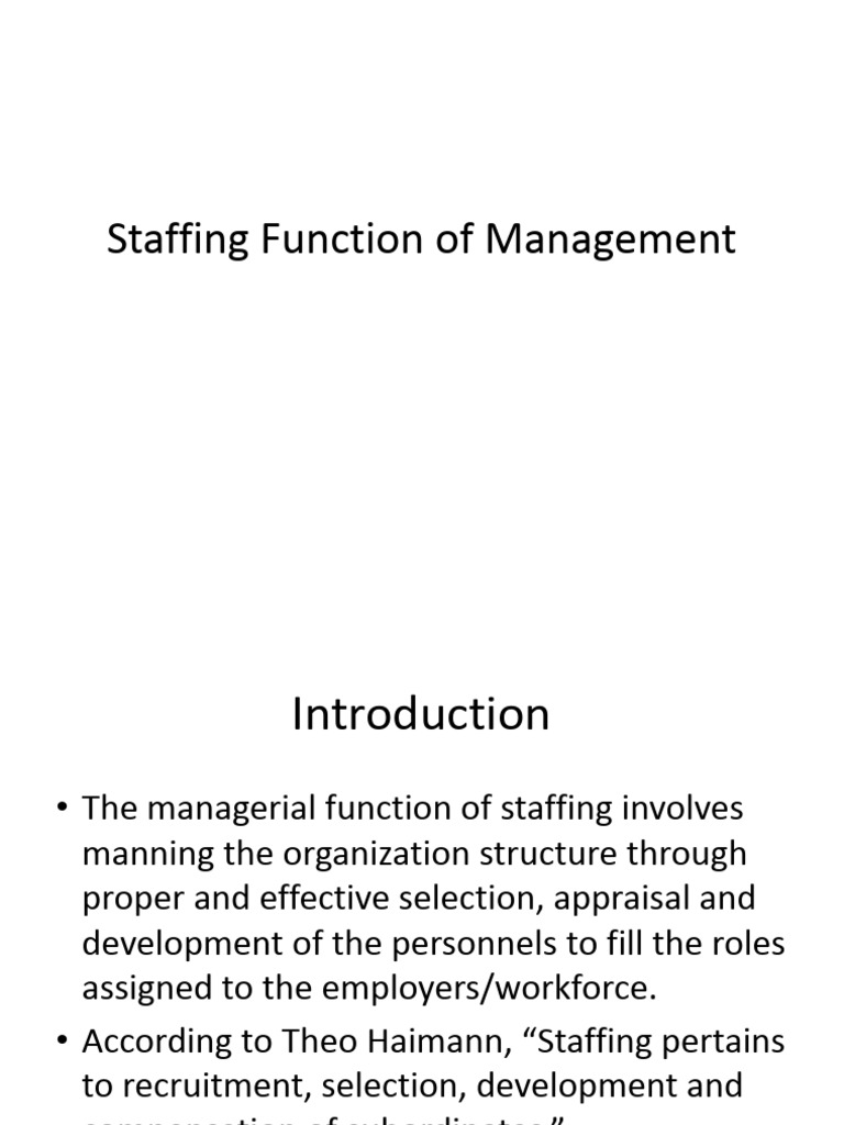 Staffing Function of Management | PDF | Recruitment | Psychology