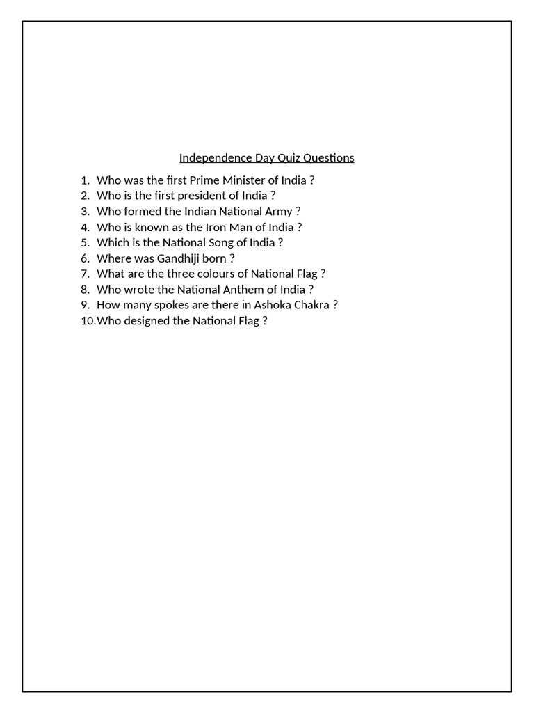 Independent Quiz | PDF