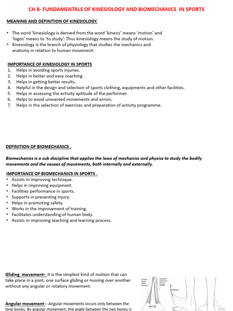 Kinesiology and Biomechanics in Sports | PDF | Anatomical Terms Of ...
