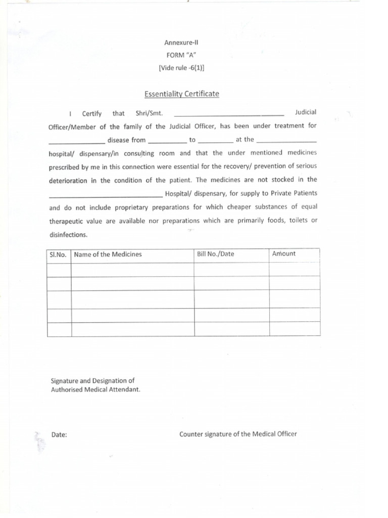 Essentiality Certificate | PDF