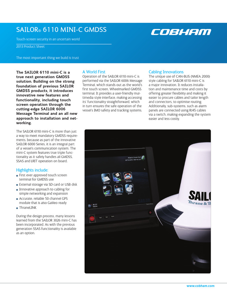 SAILOR 6110 Mini-C GMDSS Overview | PDF | Usb | Ethernet