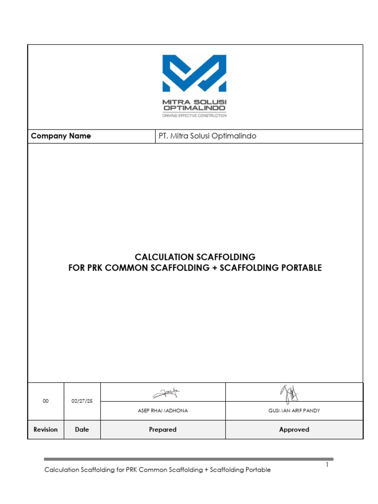 Scaffolding Calculations for PRK Project | PDF | Scaffolding | Beam ...