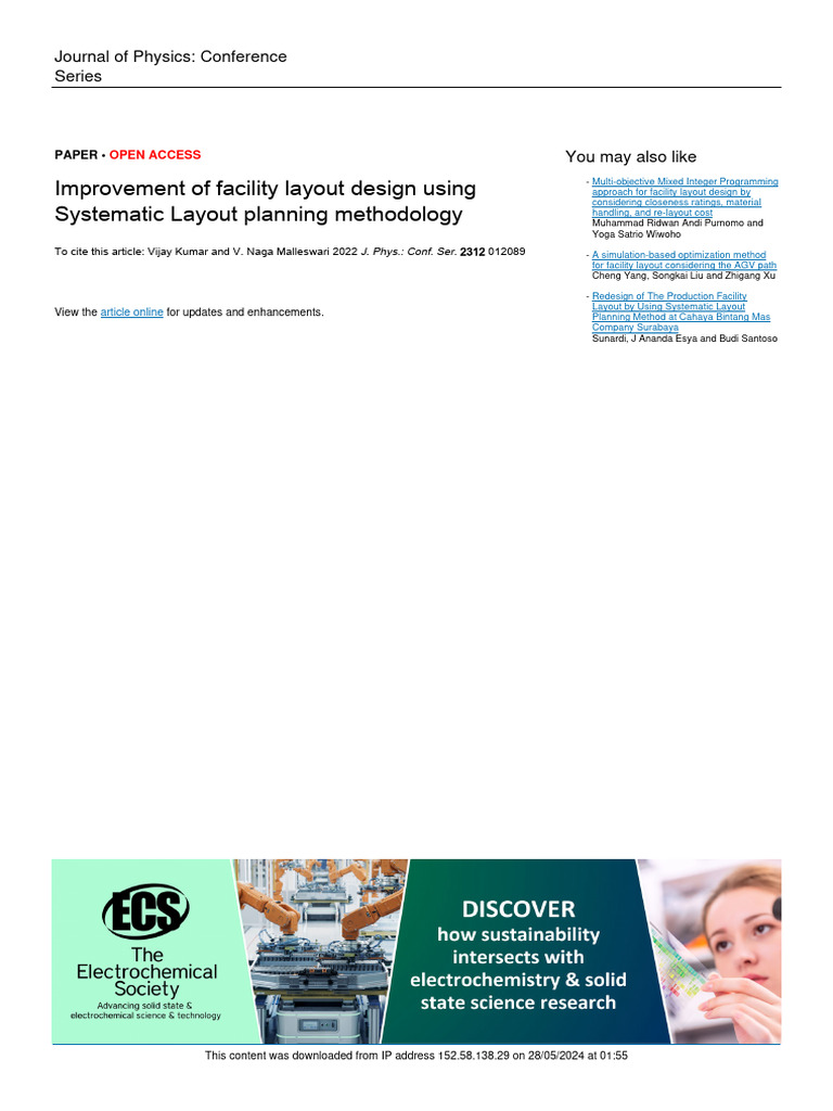 Facility Layout Improvement Using SLP | PDF